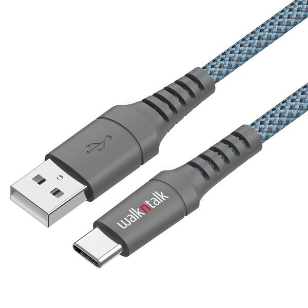 3m Long Blue Braided USB C Cable | Walkntalk