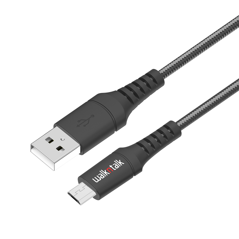 Micro-USB Cable Braided 1m Black - Samsung, Android Cord, Tangle Free