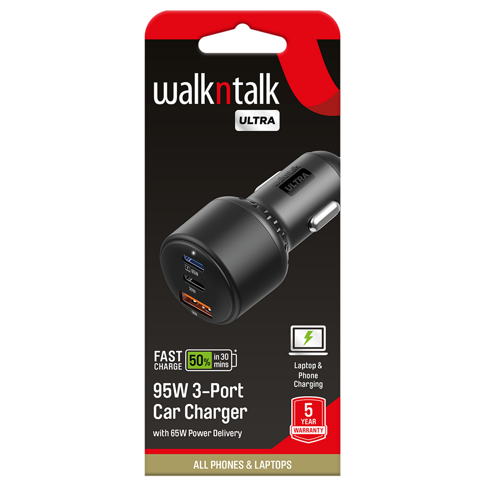 USB-C Fast Car Charger for Laptops, Tablets & Phones | Walkntalk
