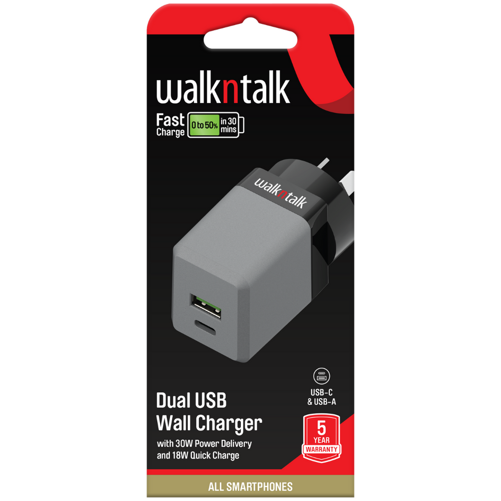 Iphone and Samsung Fast Charge Wall Charger 30W – WalknTalk