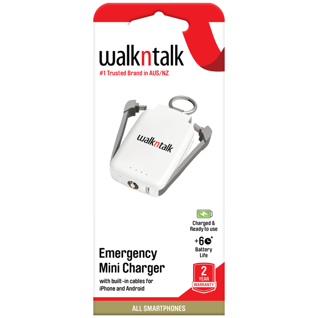 Emergency Mini Power Bank Keychain - White – WalknTalk