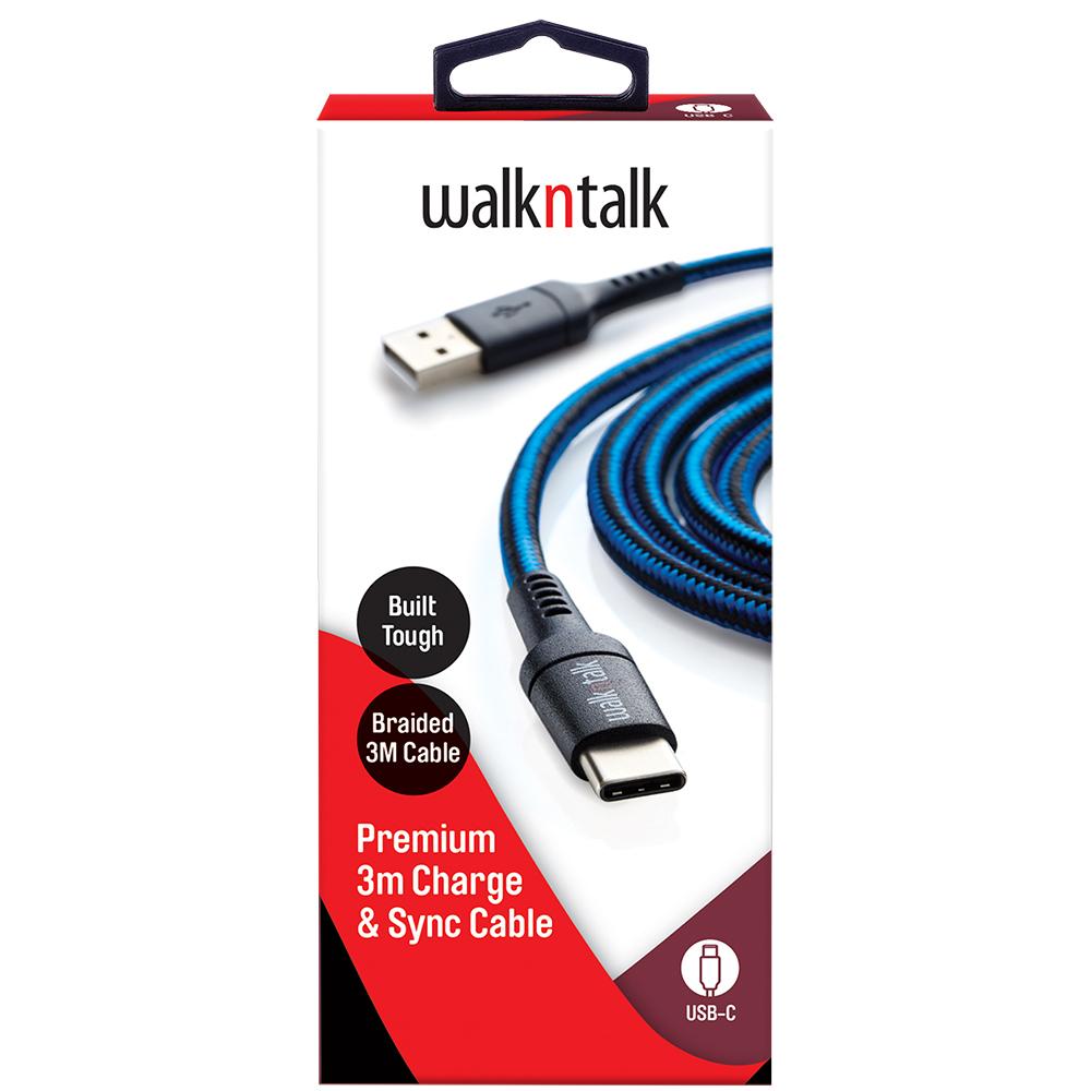 Cable USB C - Blue 3m Sync Braided – WalknTalk